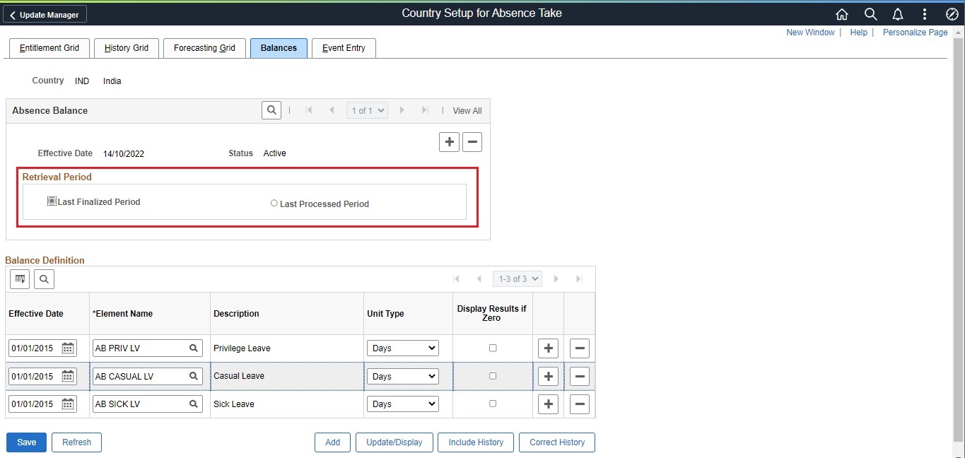 PeopleSoft PUM 43 | Absence Balance & Forecast Feature Enhancement