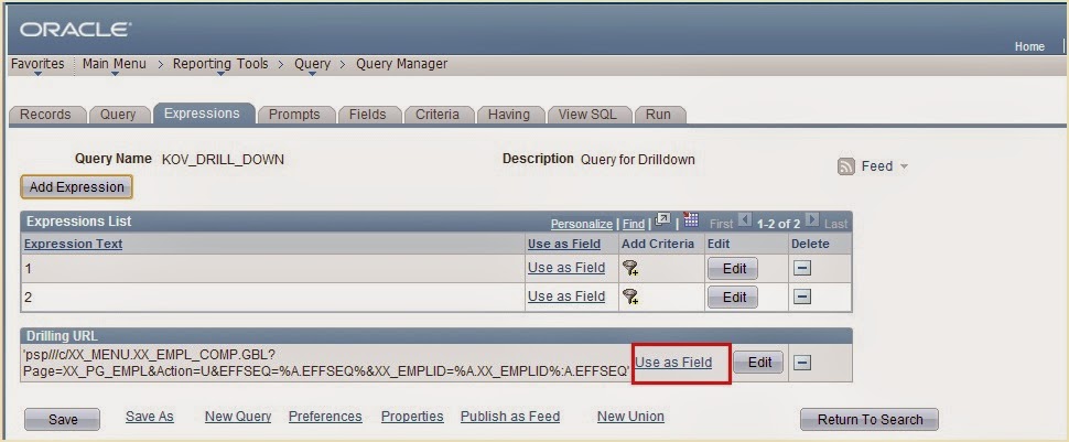Peoplesoft | Drill Down PS Query