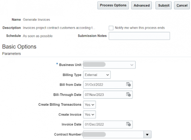 Billing Process Of Projects With Contracts Oracle Erp Cloud