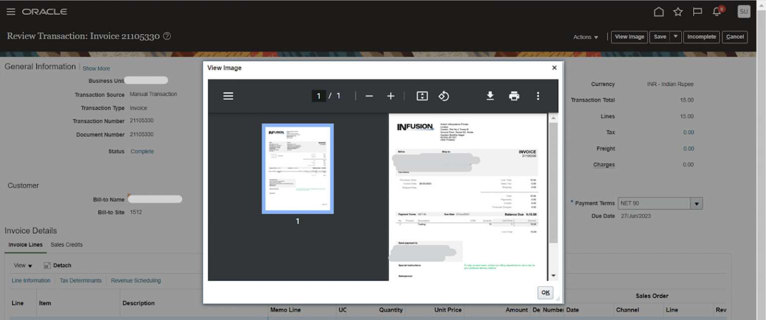 Creation of Manual Transaction and Billing Adjustments