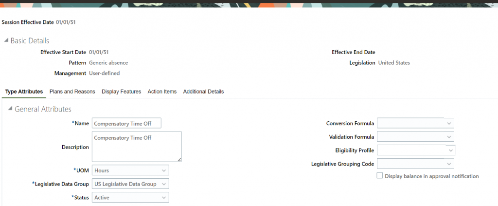 Implementing Compensatory Type Absence