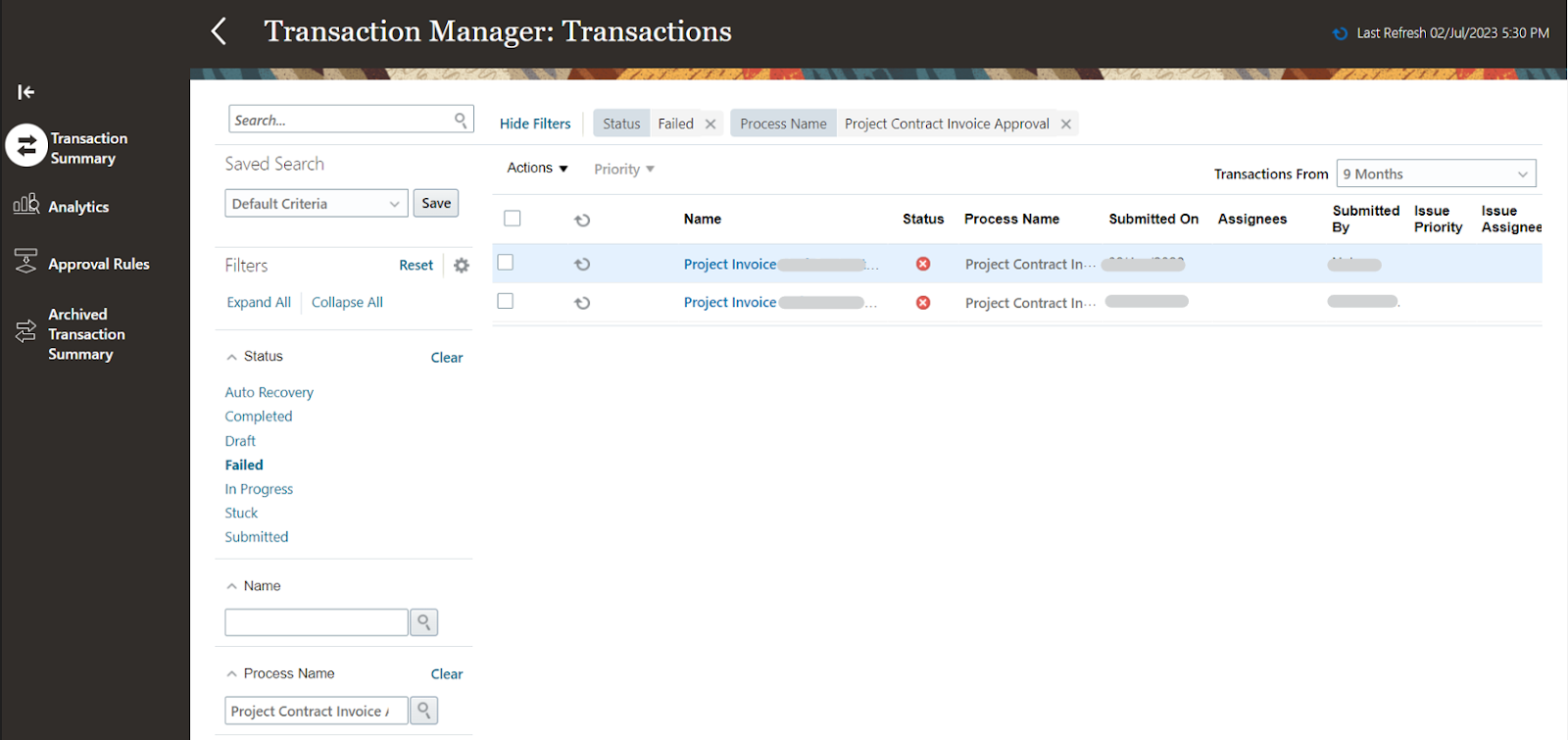Updated Workflow Transaction with Workflow Rules Report