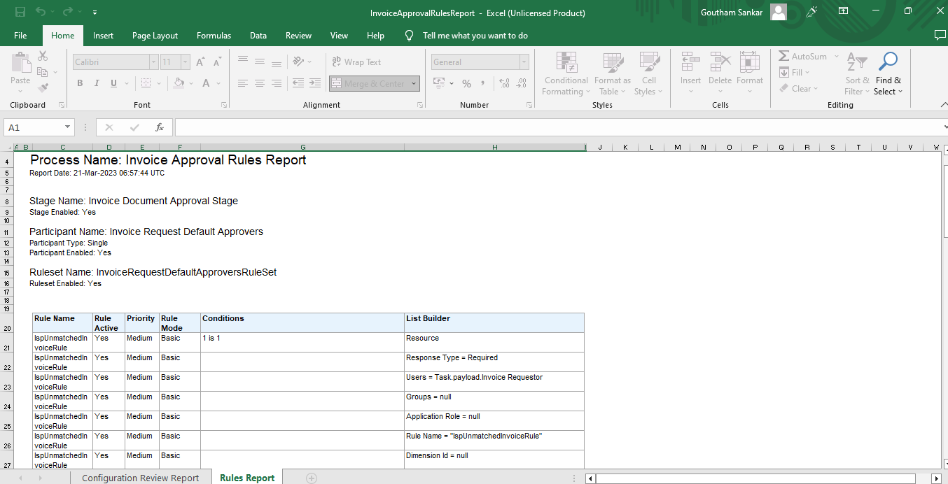 Updated Workflow Transaction with Workflow Rules Report