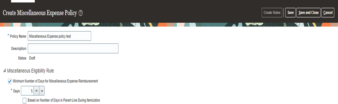 Oracle Hcm Cloud Expense Restricting Rate Limits In Expense