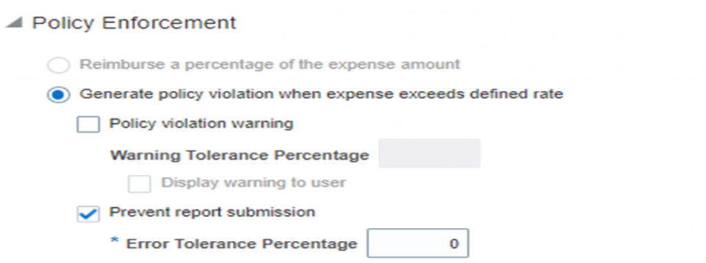 Oracle HCM Cloud - Expense Restricting Rate Limits in Expense