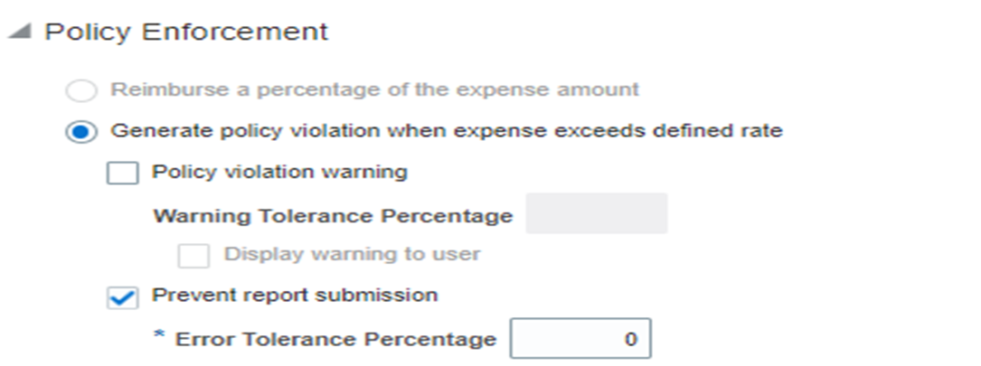 Oracle HCM Cloud - Expense Restricting Rate Limits in Expense