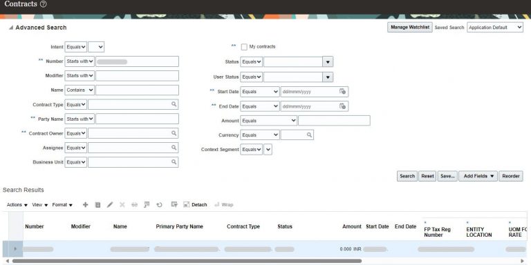 Creation of Contracts in Oracle Cloud ERP