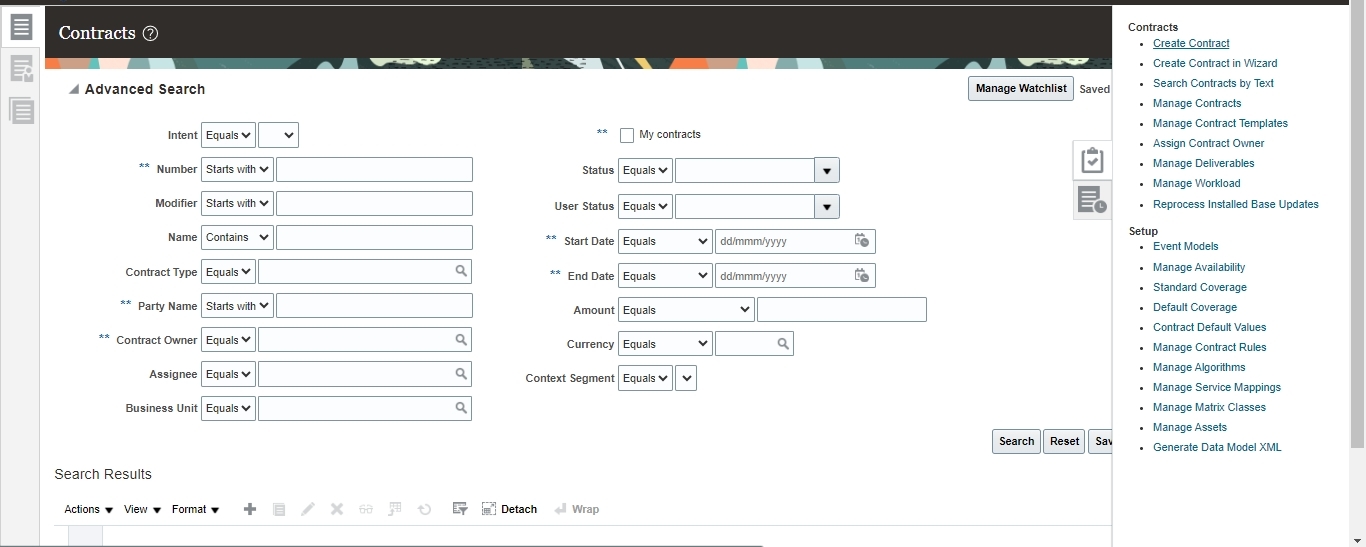 Creation of Contracts in Oracle Cloud ERP