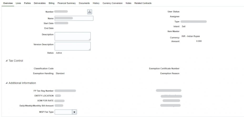 Creation of Contracts in Oracle Cloud ERP