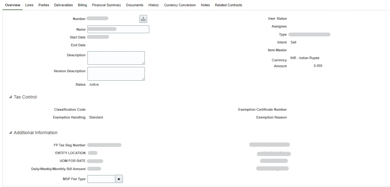 Creation of Contracts in Oracle Cloud ERP