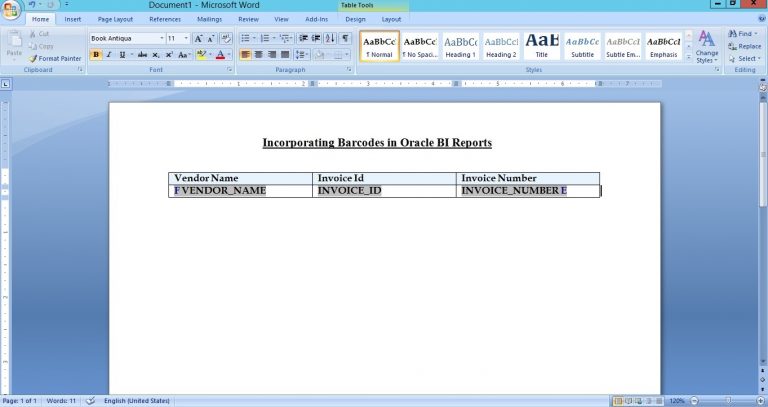 Oracle BI Reports | Incorporating Barcodes via RTF & Administration Setup