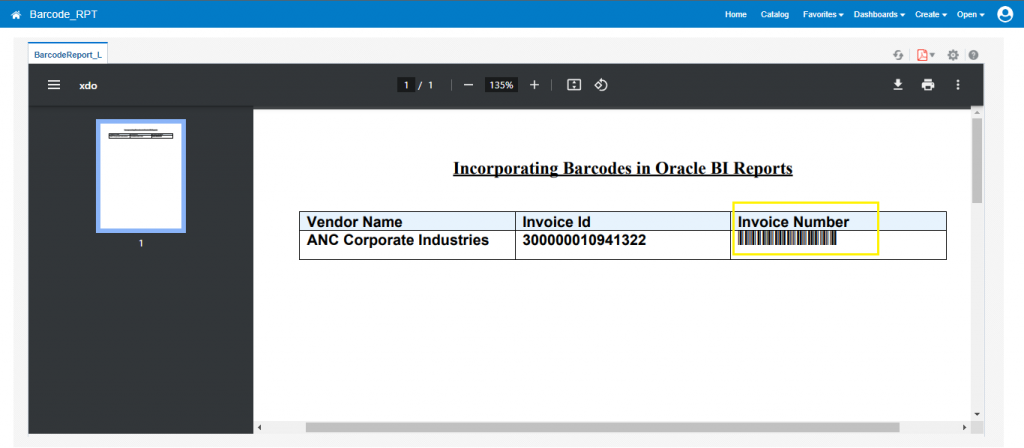 Oracle BI Reports | Incorporating Barcodes via RTF & Administration Setup