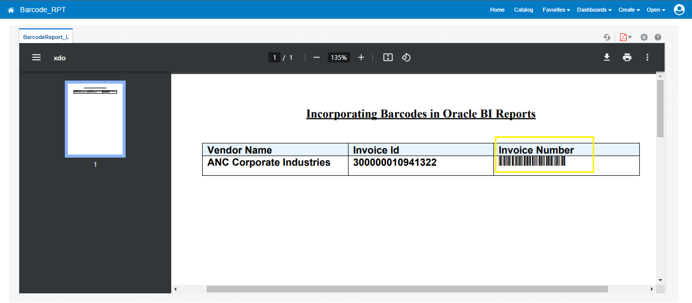 Oracle BI Reports | Incorporating Barcodes via RTF & Administration Setup