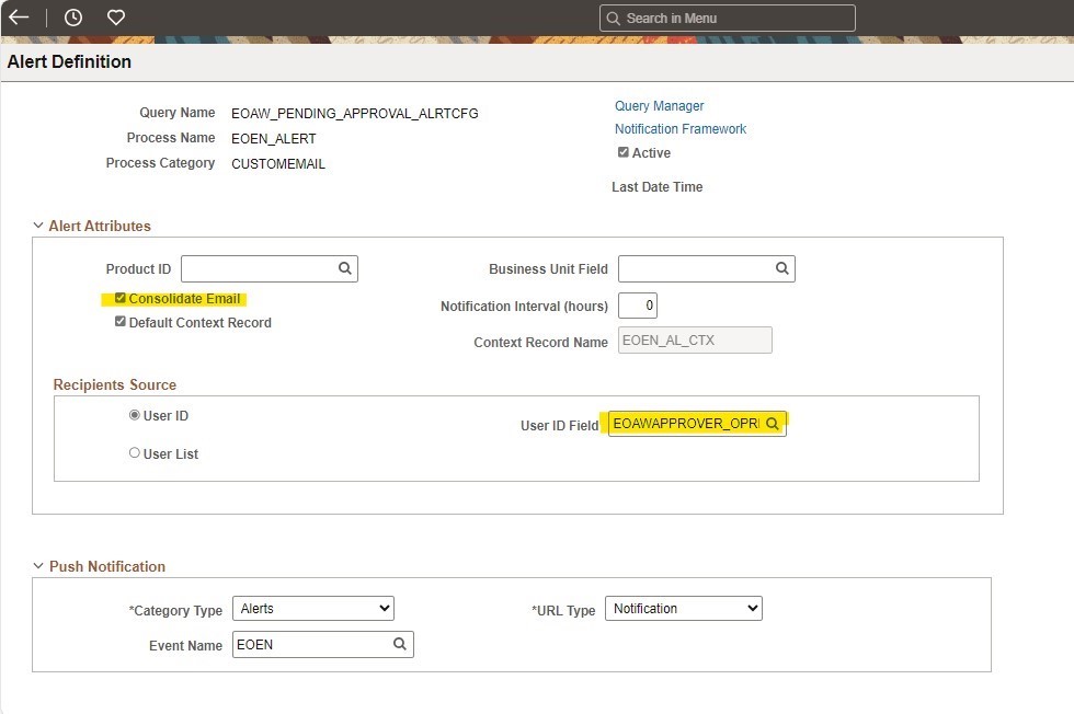 Oracle PeopleSoft | Setting Up Alerts for Pending Approvals