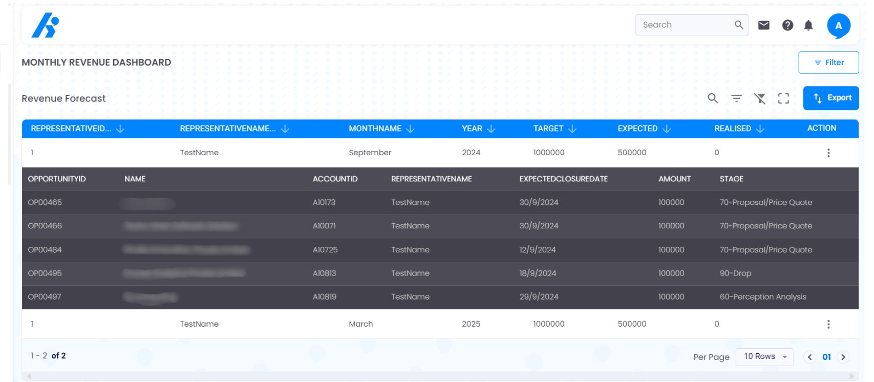 Drill-Down Table Visualization in Low-Code Platforms