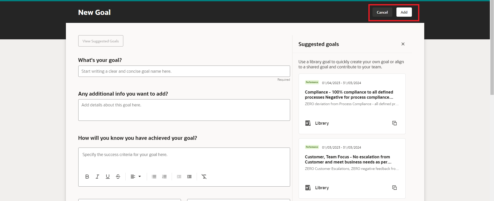 Oracle 24A | Redwood Feature Enabled in Goal Creation Page Using AI ...