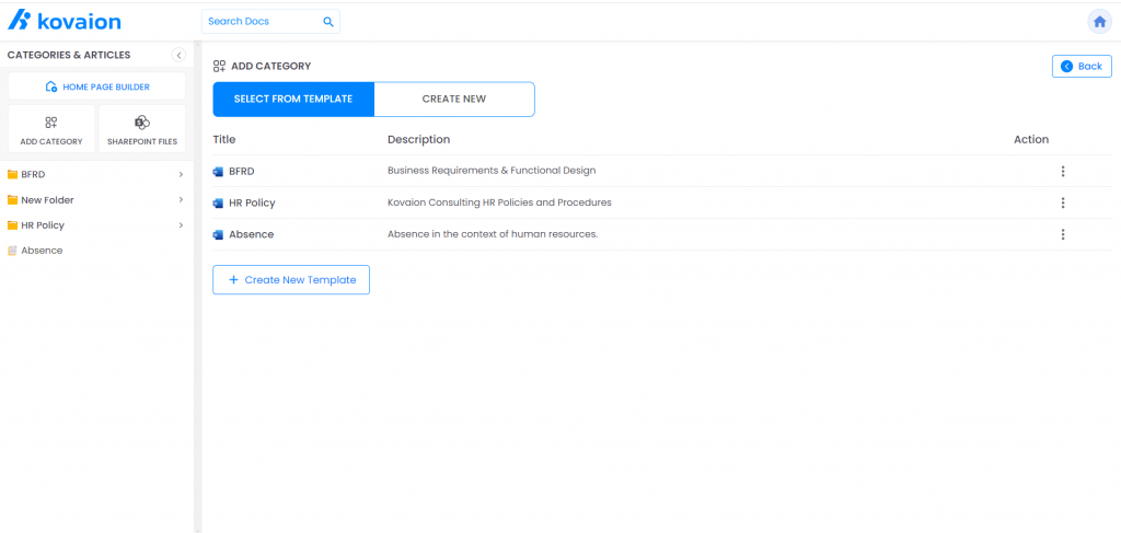 Creating Templates in a Knowledge Management System (KMS)