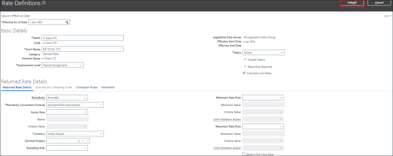 Setting Up A Rates-Based Salary Basis | Oracle HCM Cloud