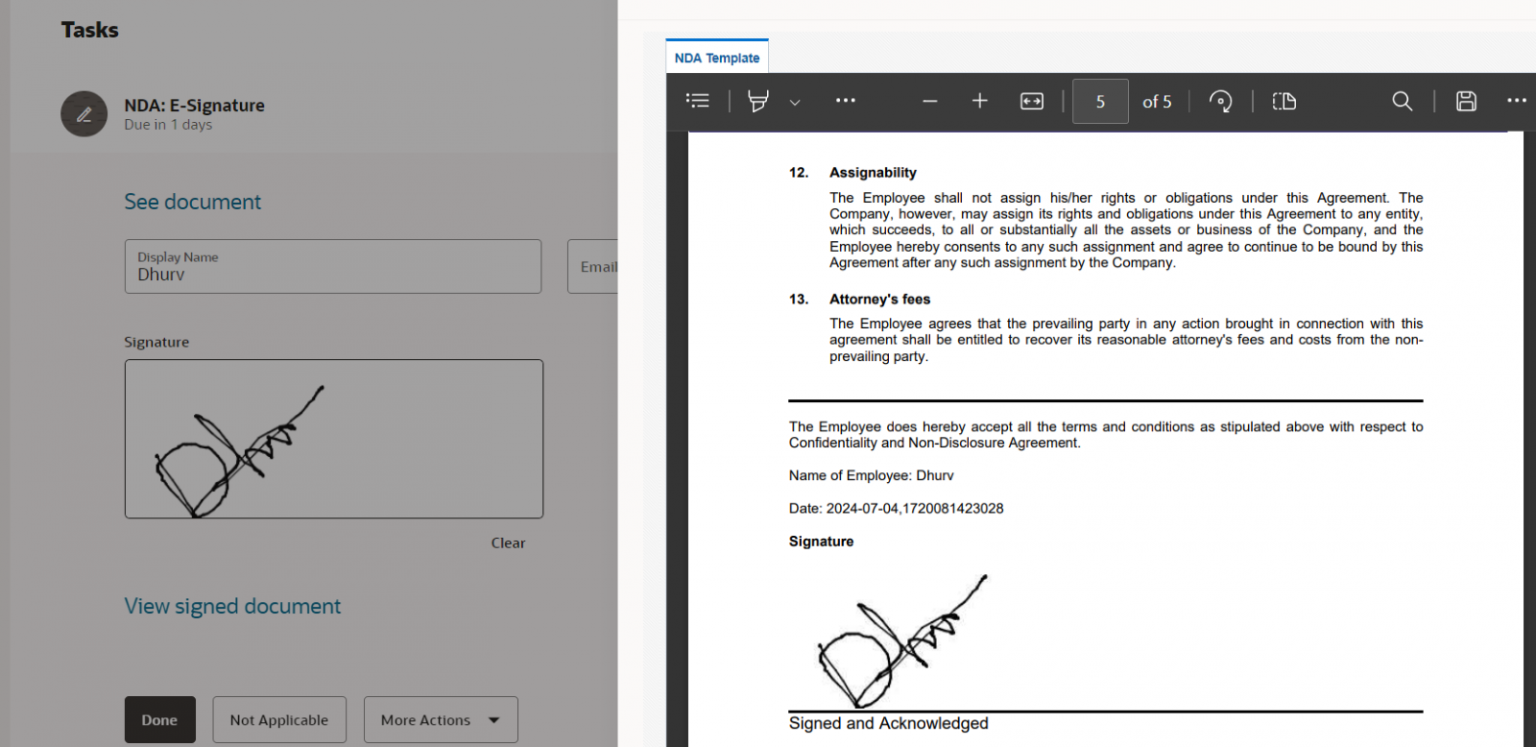 Configuring Manual Signatures in Oracle HCM Journeys