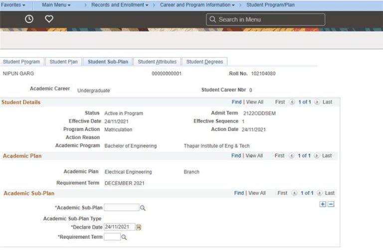 PeopleSoft Enterprise CS Student Records Version 9.2 - Student Program ...