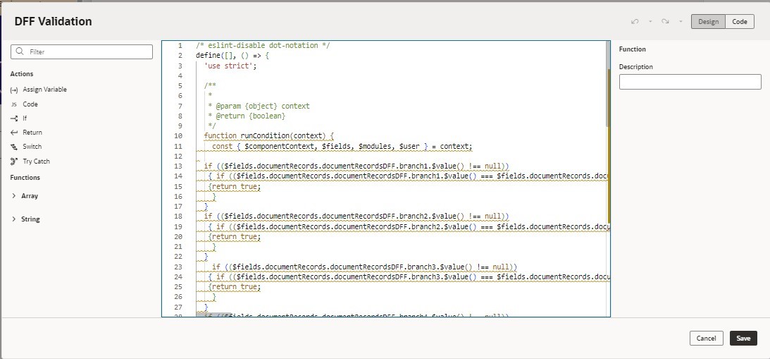 Creating a Validation for DFF Fields in Document of Record Using Visual Builder Studio - Oracle ...