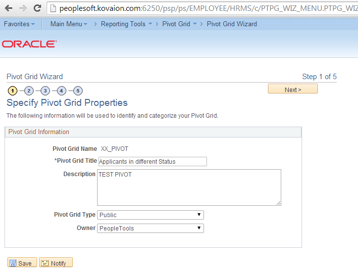 PeopleSoft Pivot Grid