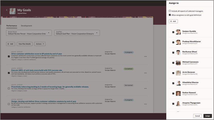 How to Assign Goals to Multiple Employees in Oracle Fusion HCM